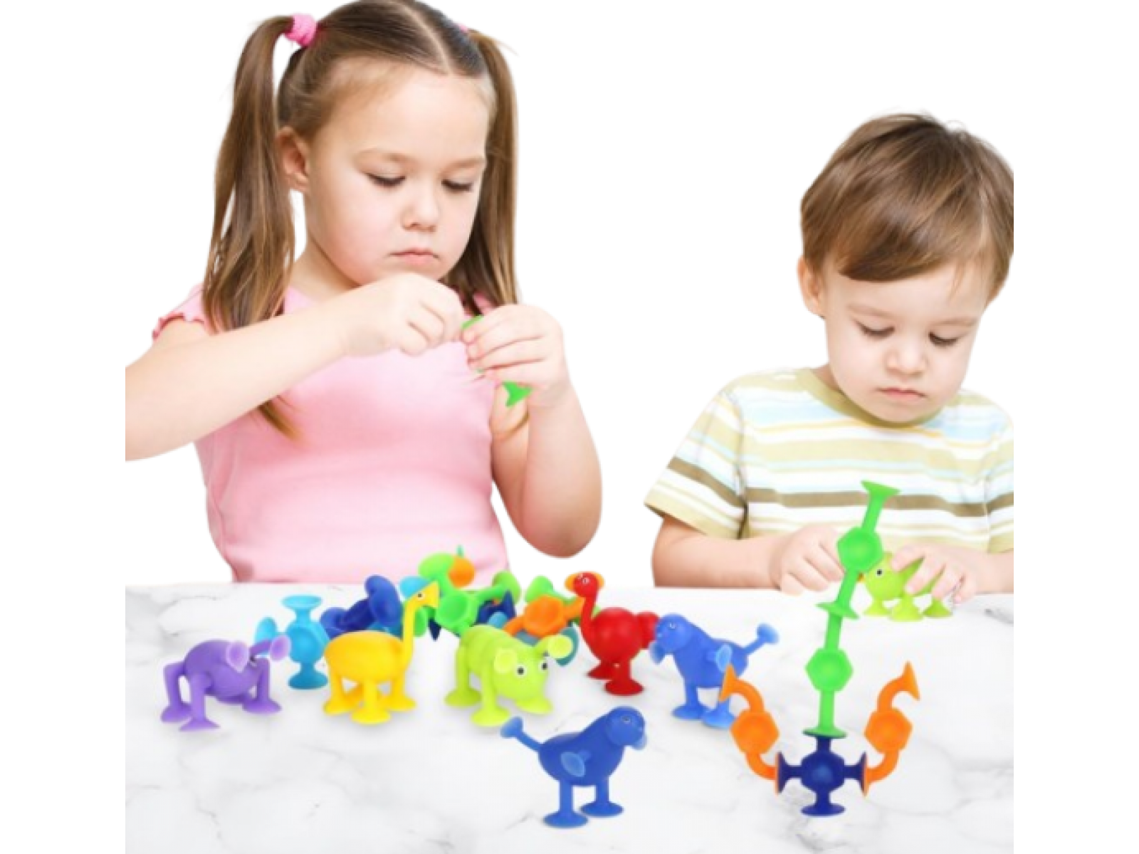Suction Bath Toy Set - 24 Pieces Silicone Suction Toys...